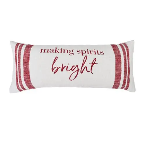 CAROL & FRANK Morgan Christmas Holiday Striped Decorative Lumbar Pillow Collection - Red 15" X 35"